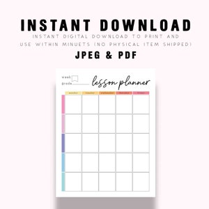 Printable Teacher Planner Rainbow Theme Ultimate Teacher - Etsy UK