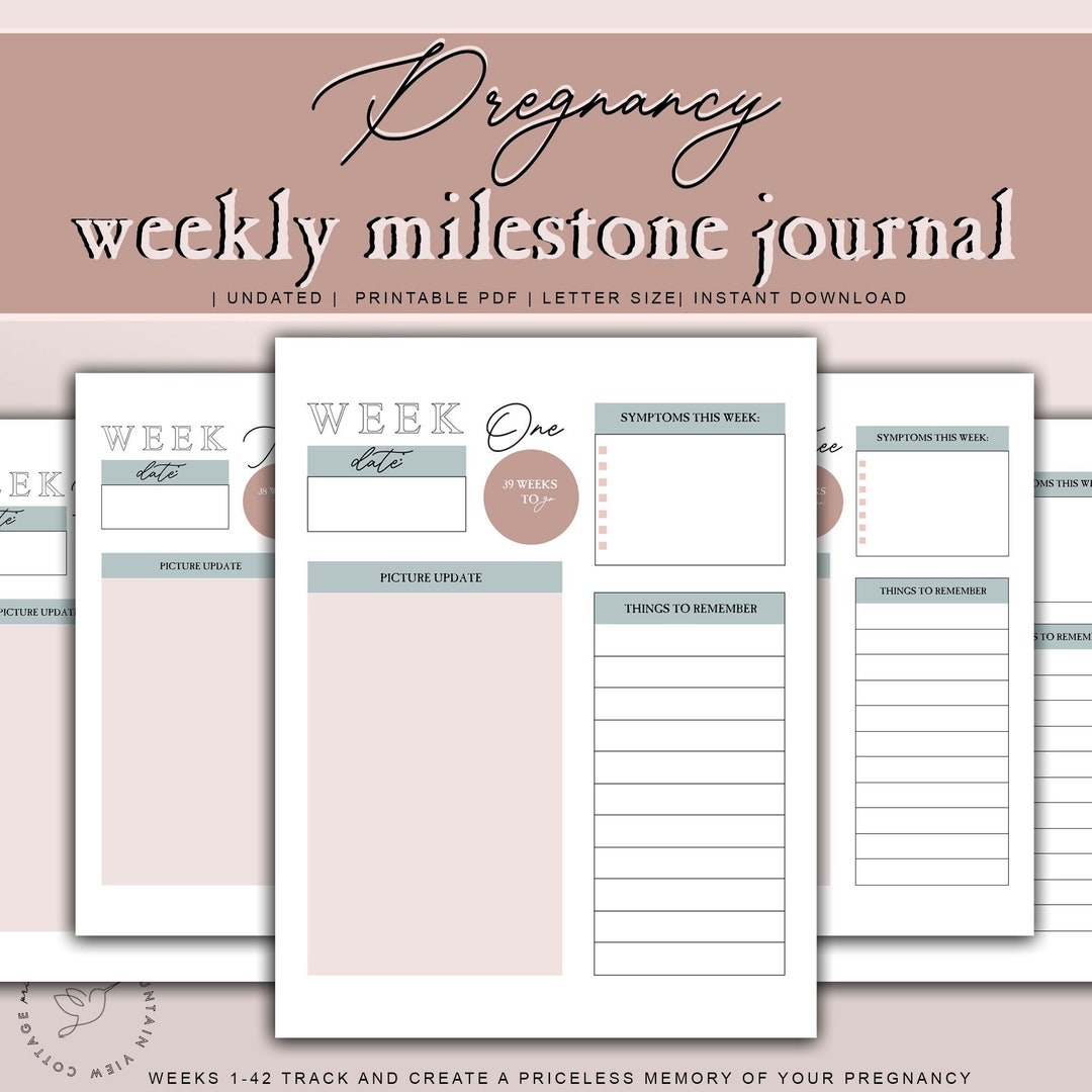 Pregnancy Weekly Milestone Journal| New Mom Planner, Baby Countdown ...