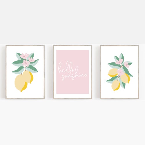 Lemon Wallpaper Pink Lemonade by Morecandyshop White | Etsy