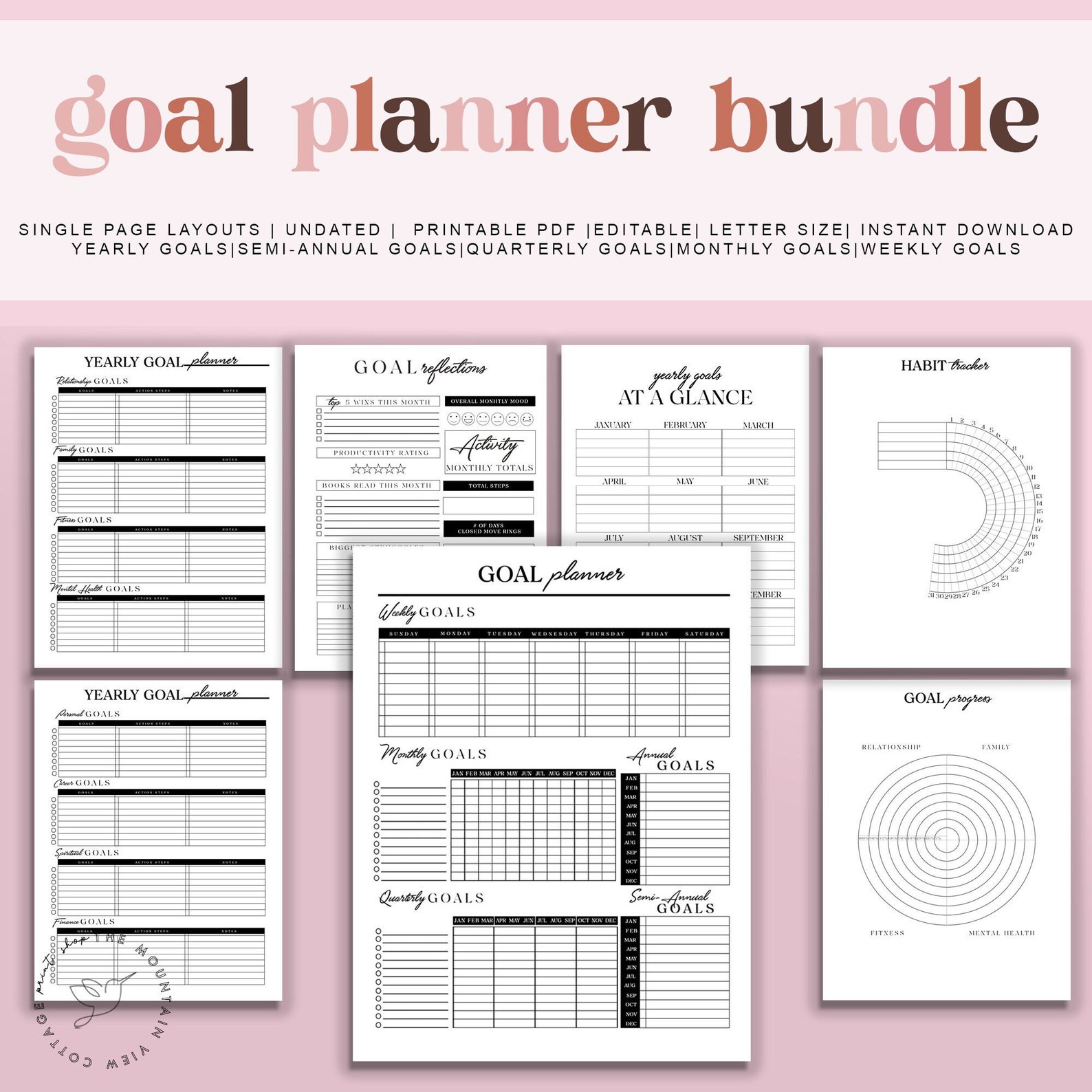 Goal Planner BUNDLE 2023 Goals Tracker SMART Goal Setting - Etsy