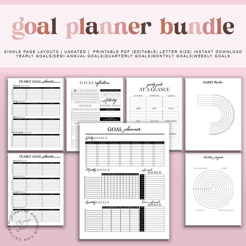 Goal Planner BUNDLE 2023 Goals Tracker SMART Goal Setting - Etsy
