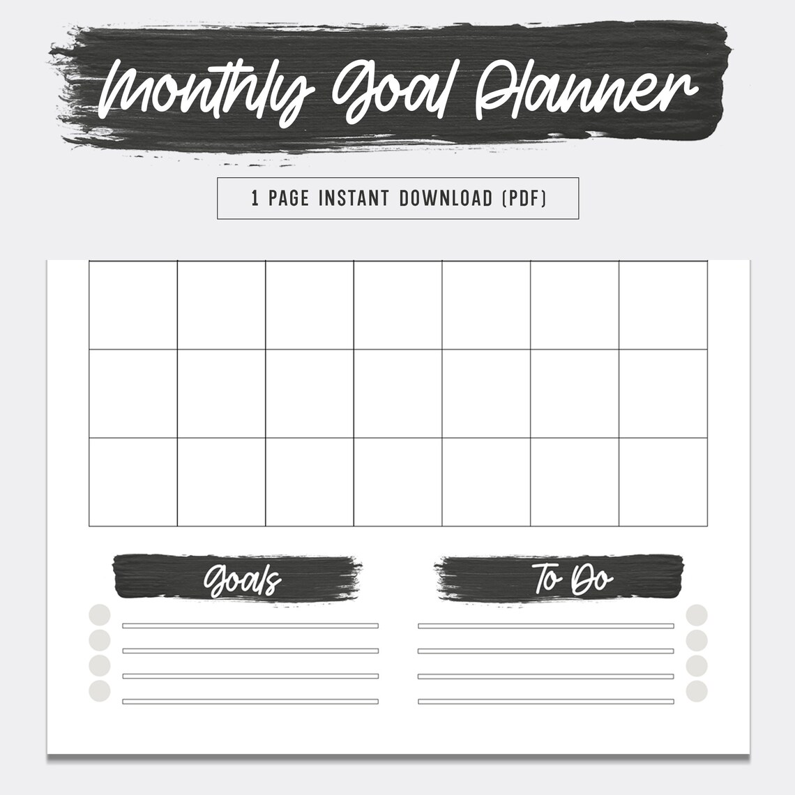 Monthly Goal Planner Page-instant Download Goal Planner - Etsy