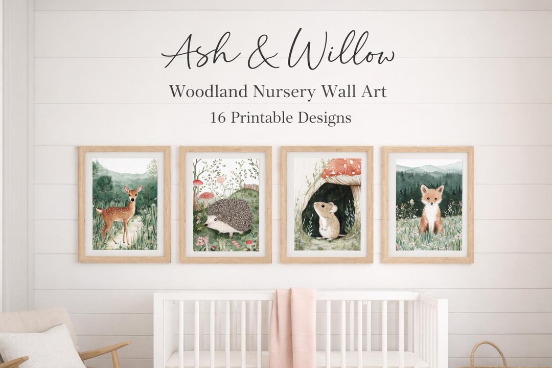 Woodland Nursery Wall Art Set – Ash & Willow | Forest Animal Nursery ...