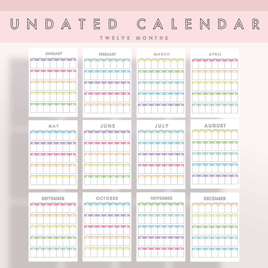 Undated Calendar-undate Monthly Calendar-planner-printable Calendar ...