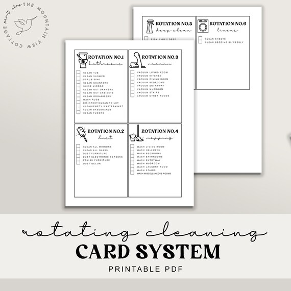 Cleaning Checklist Cards Rotating System Cleaning Checklist - Etsy