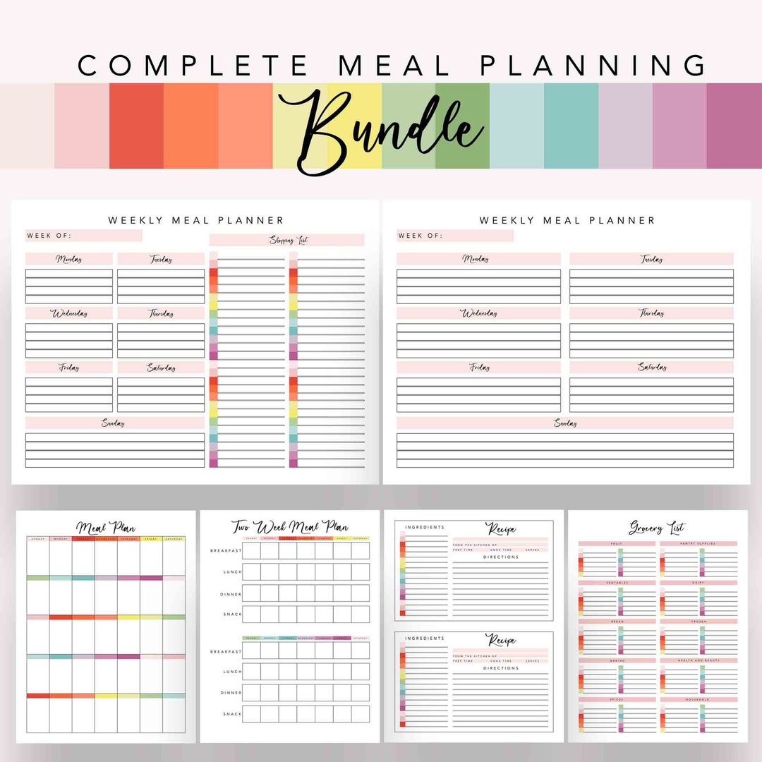 MEAL PLANNING Bundle|weekly Meal Planner|2 Week Meal Planner|meal ...