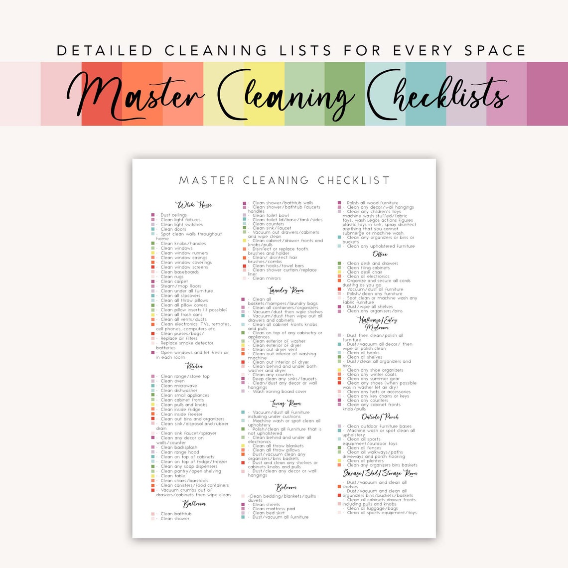Master Cleaning Checklist Cleaning Checklist Printable Home | Etsy