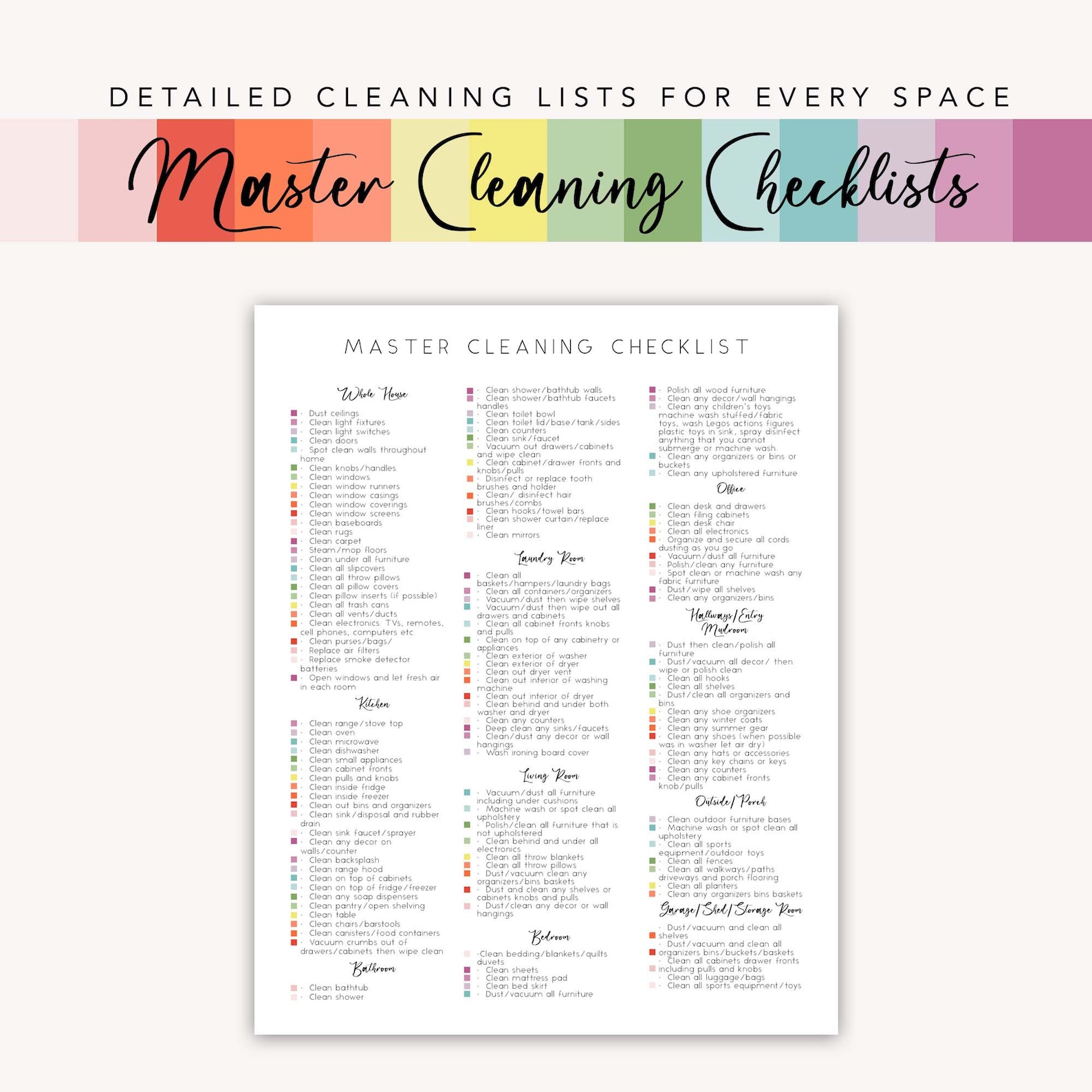 Master Cleaning Checklist Cleaning Checklist Printable Home | Etsy