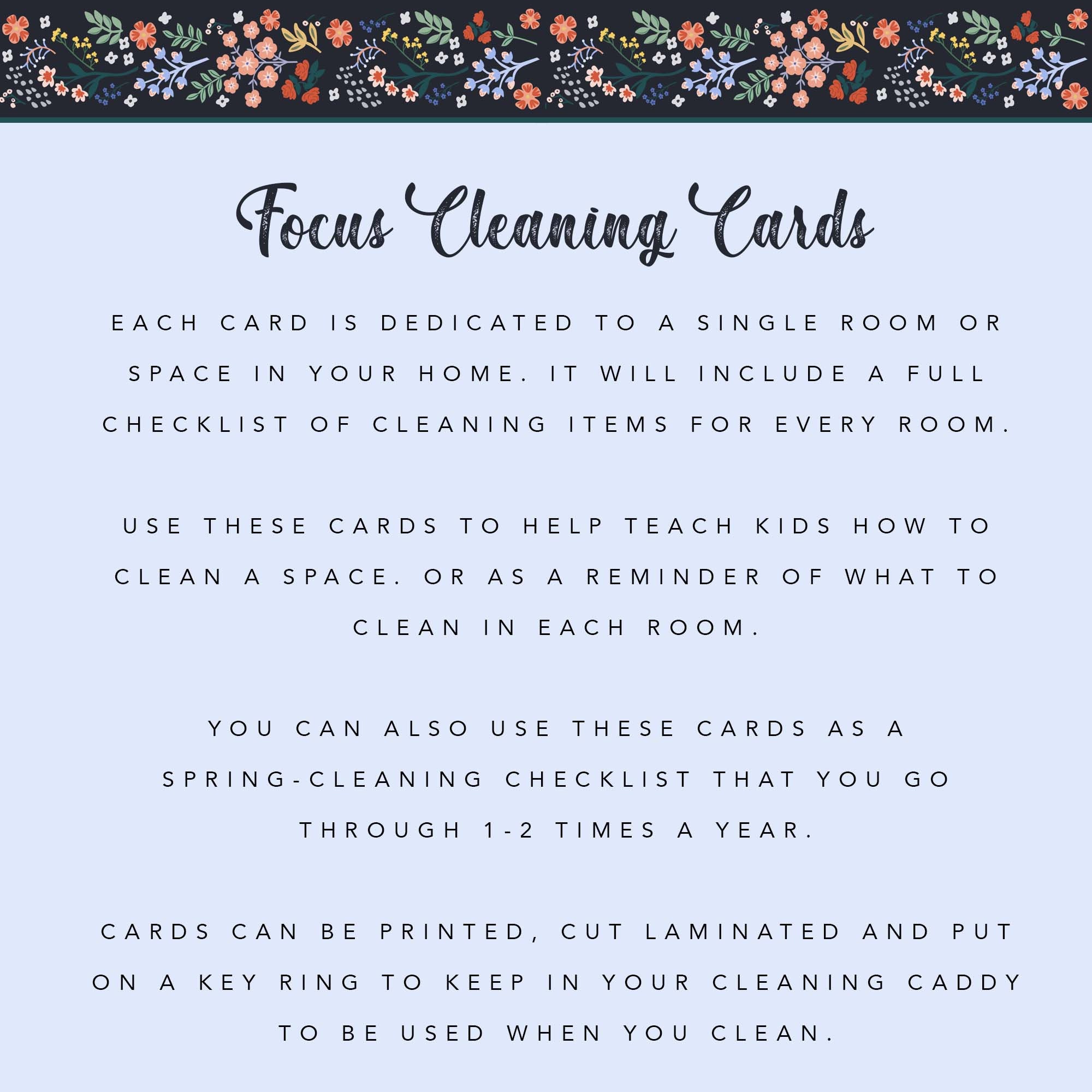 Focus Cleaning Checklist Cleaning Checklist Printable Home | Etsy