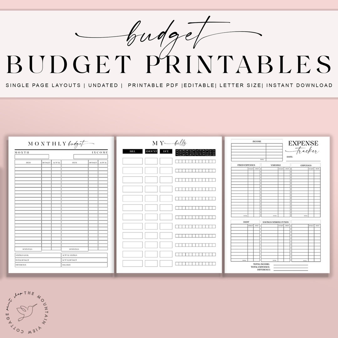 Printable Budget Planner Set of 3 - Budget Planner Kit - Weekly Budget ...