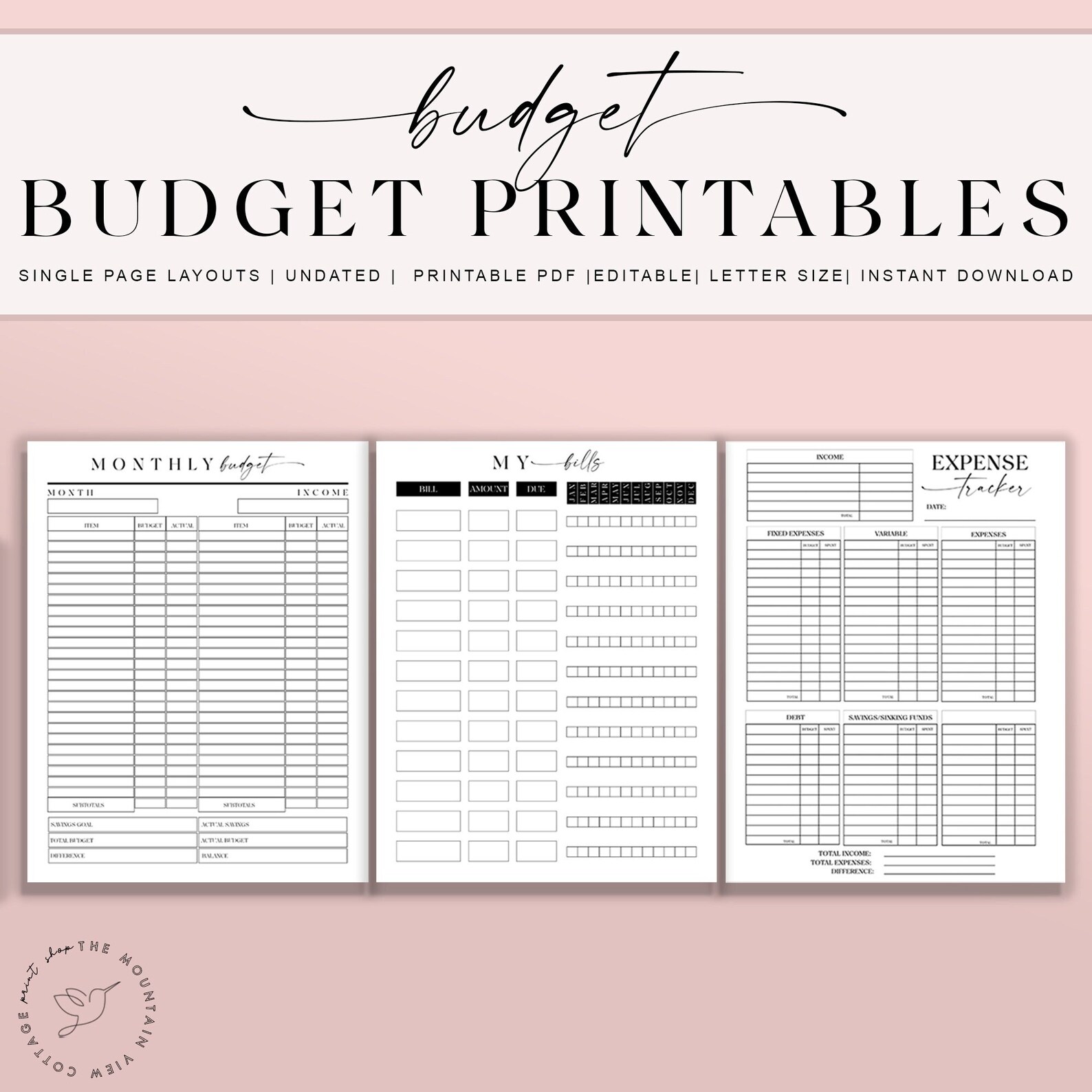 Printable Budget Planner Set of 3 Budget Planner Kit - Etsy