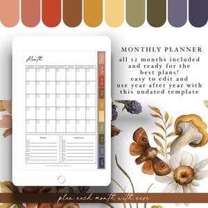 The Briar Digital Planner Bundle| Fully Editable| Mushroom Moth ...