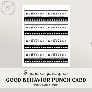GOOD BEHAVIOR Card-positive Reinforcement Punch Card-behavior Chart ...