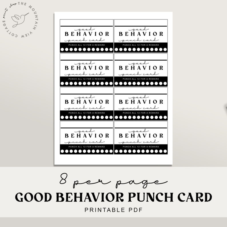 GOOD BEHAVIOR Card-positive Reinforcement Punch Card-behavior - Etsy