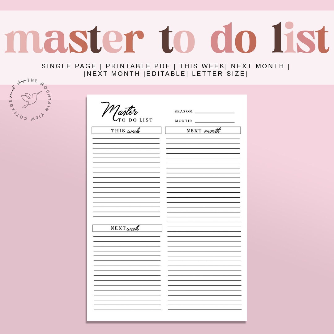 Printable to Do List — PDF Planner Checklist — Task Lists — Instant ...