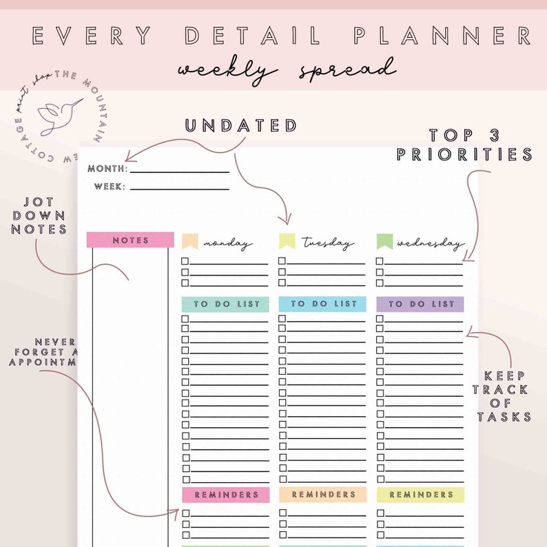 Rainbow Weekly Planner: A4 Printable Schedule (digital Download) - Etsy