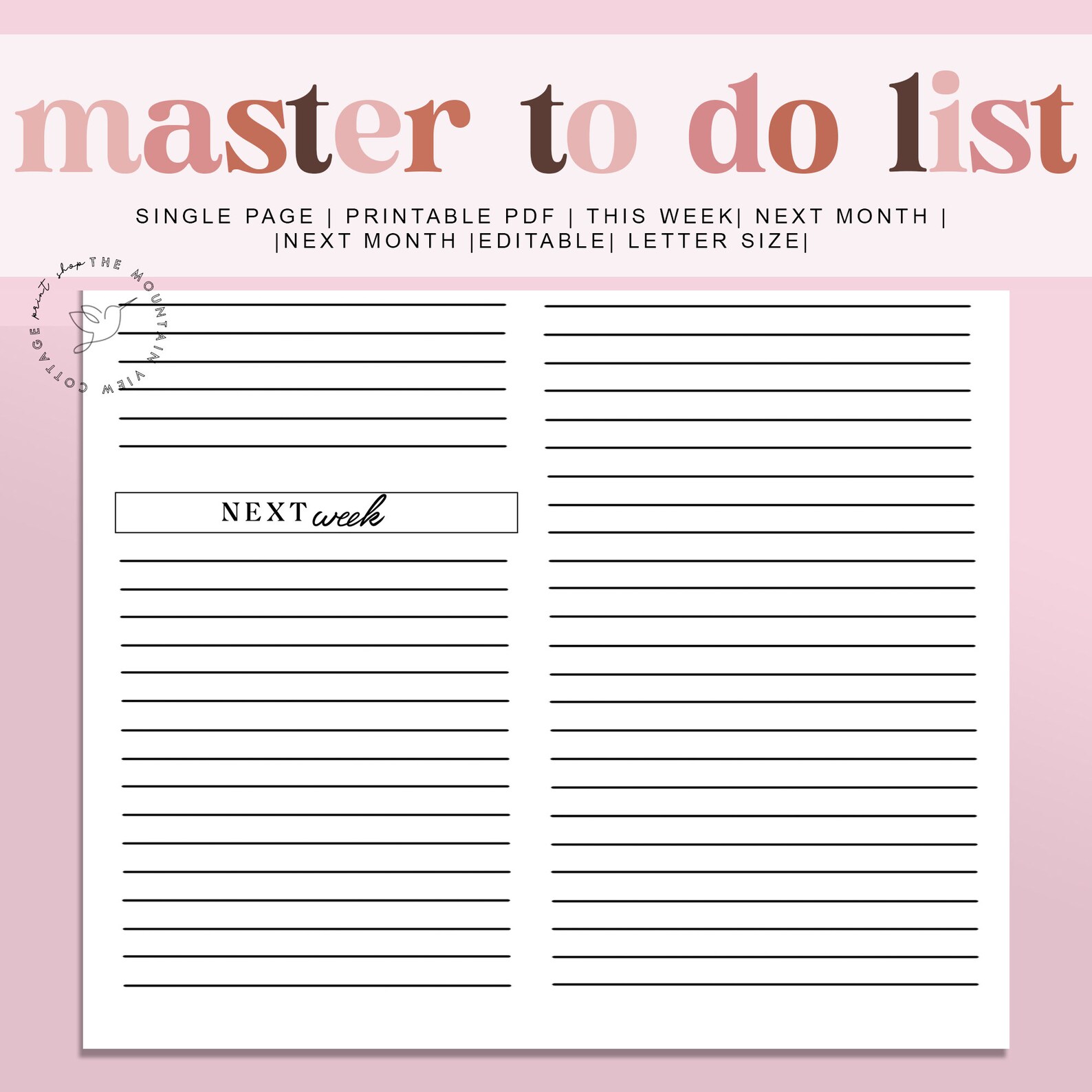 Printable to Do List — PDF Planner Checklist — Task Lists — Instant ...