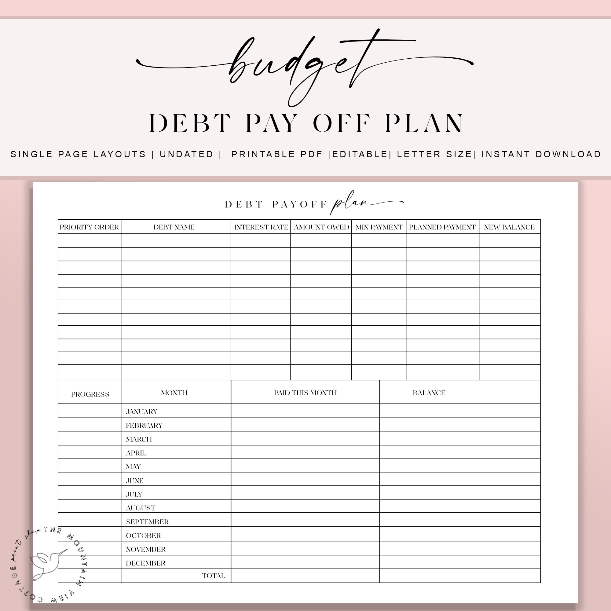 Printable Debt Pay off Planner Pages - Budget Planner Kit - Weekly ...
