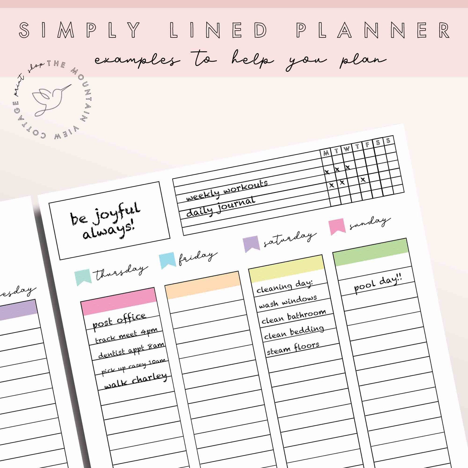 Simply Lined Rainbow Weekly Planner Weekly Planner Templates - Etsy