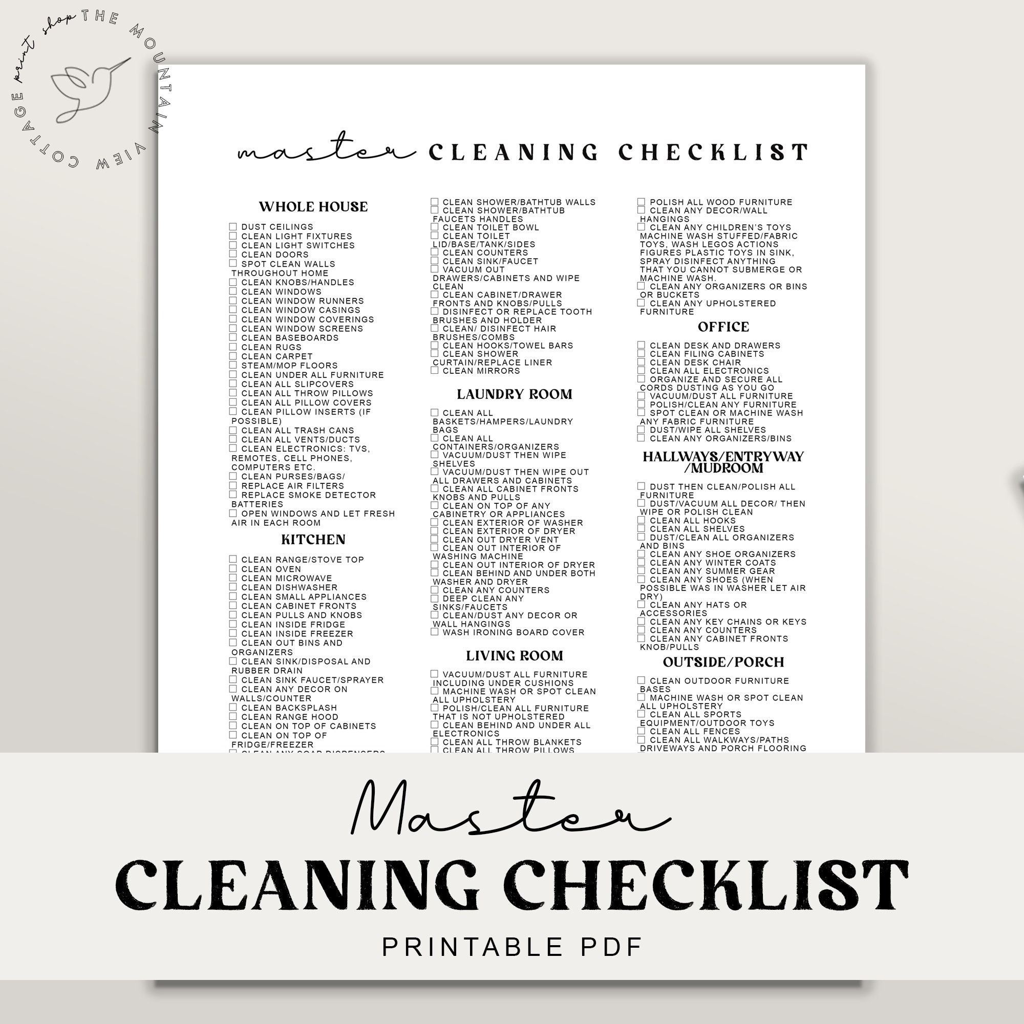 Cleaning Checklist Cards Rotating System- Cleaning Checklist Printable ...