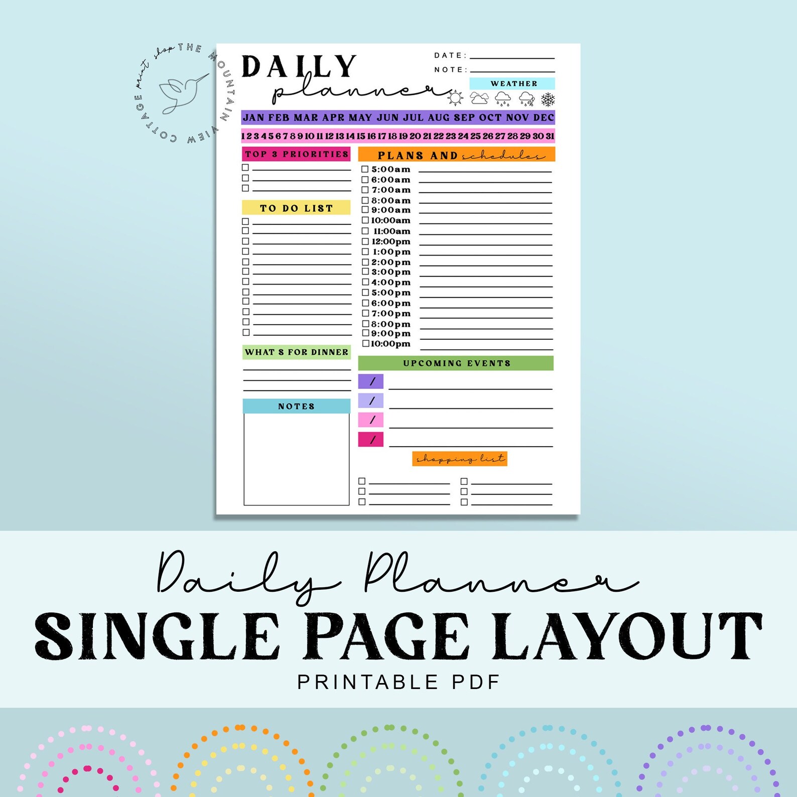Daily Planner Page Daily Planner Printable Template Planner - Etsy
