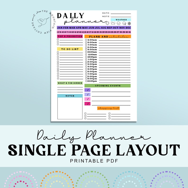 Daily Planner Page Daily Planner Printable Template Planner - Etsy