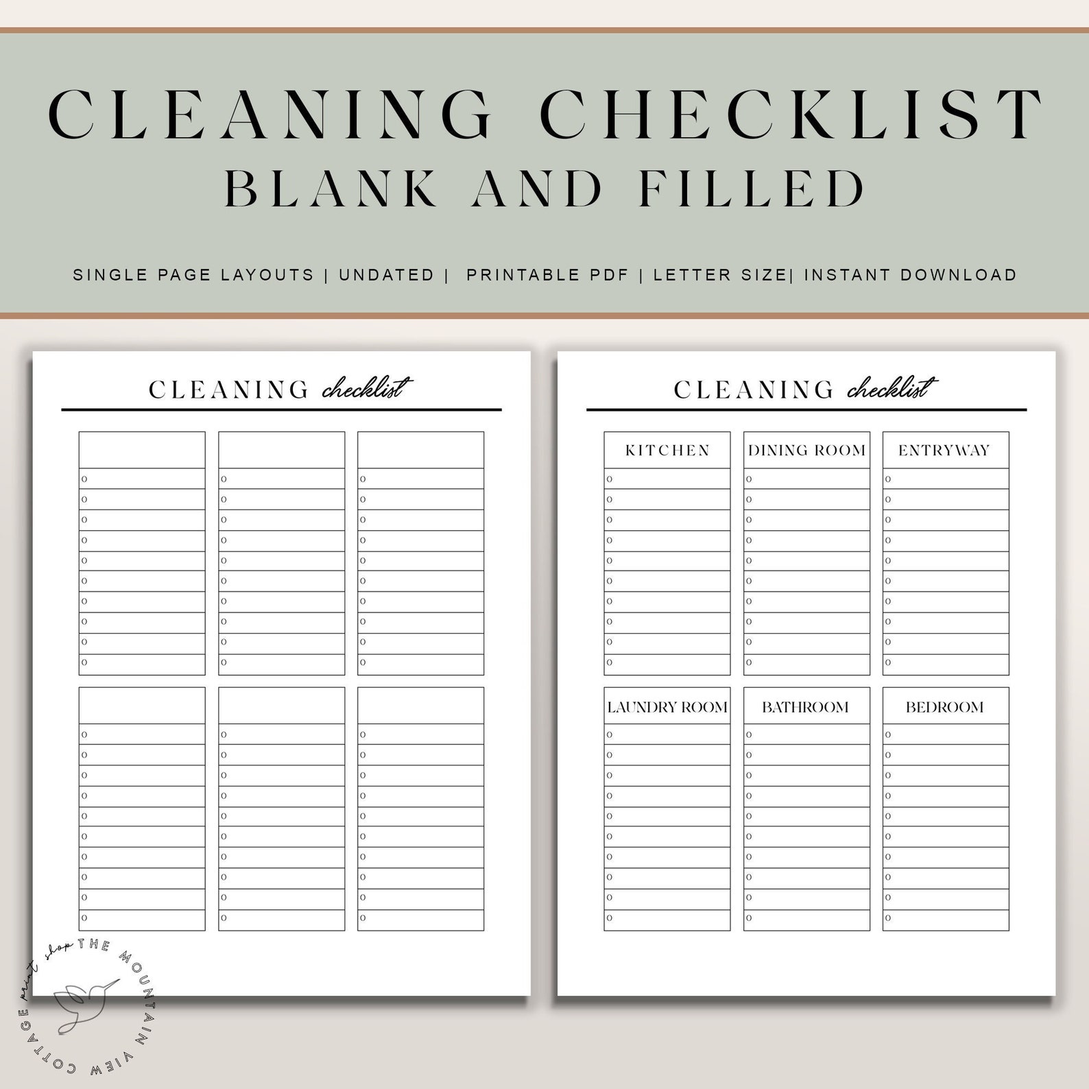 Cleaning Checklist Printable Weekly Cleaning Checklist - Etsy