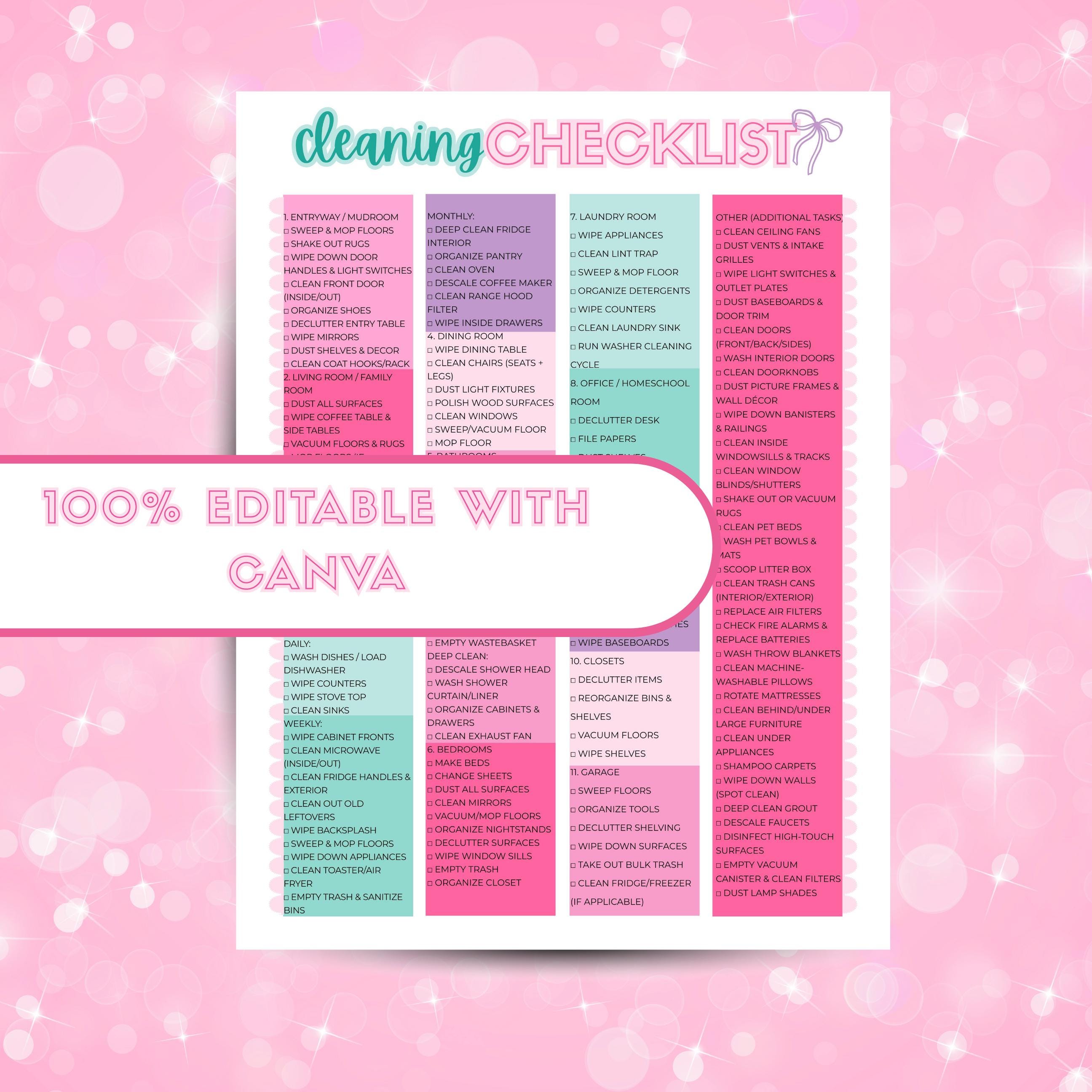 Cleaning Checklist - Etsy