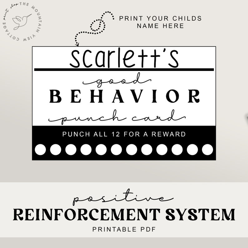 GOOD BEHAVIOR Card-positive Reinforcement Punch Card-behavior - Etsy