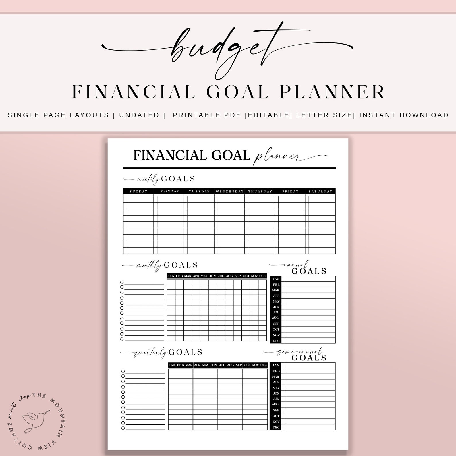 Printable Budget Goal Planning Budget Planner Kit Weekly - Etsy