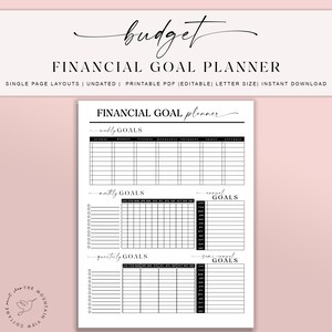 Printable Budget Goal Planning - Budget Planner Kit - Weekly Budget ...