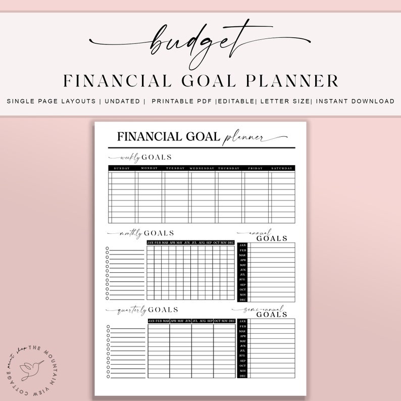 Printable Budget Goal Planning Budget Planner Kit Weekly - Etsy