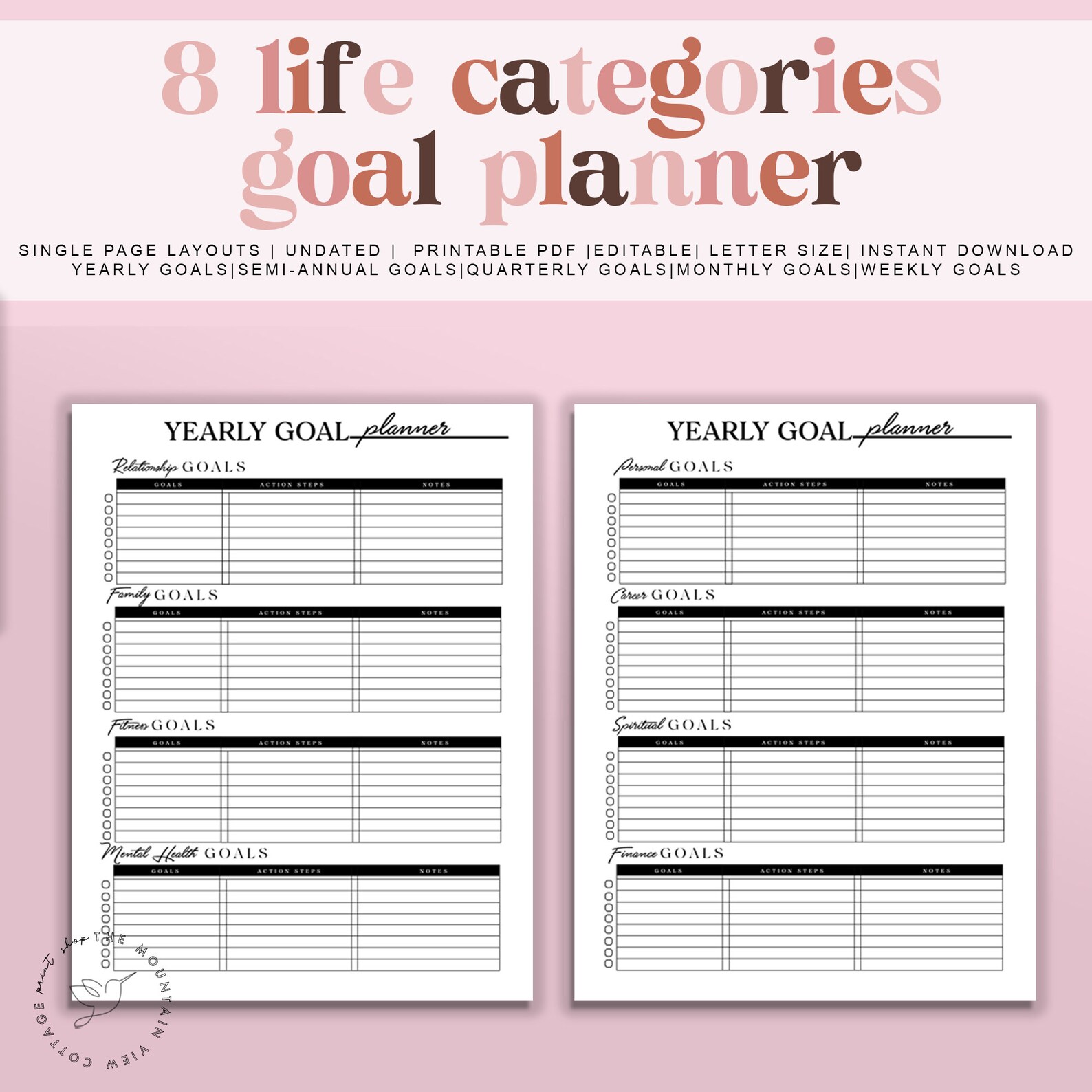 Goal Planner BUNDLE 2023 Goals Tracker SMART Goal Setting - Etsy