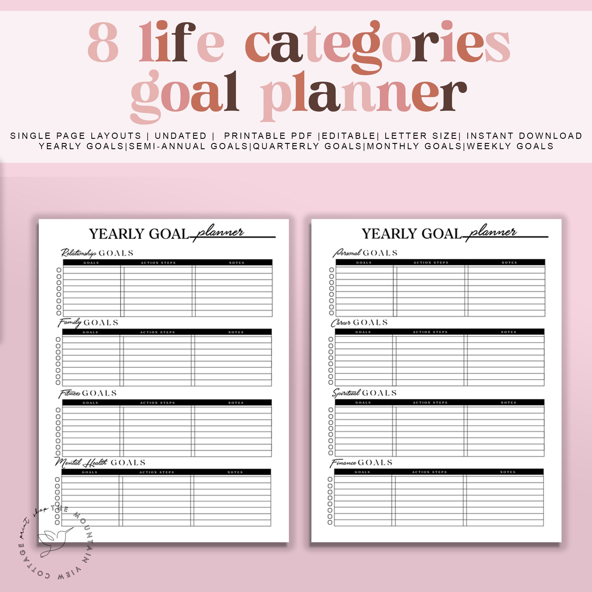 Goal Planner BUNDLE 2023 Goals Tracker SMART Goal Setting - Etsy