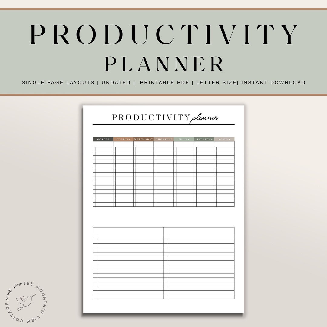 Productivity Weekly Planner Printable Ultimate Life Journal Binder ...