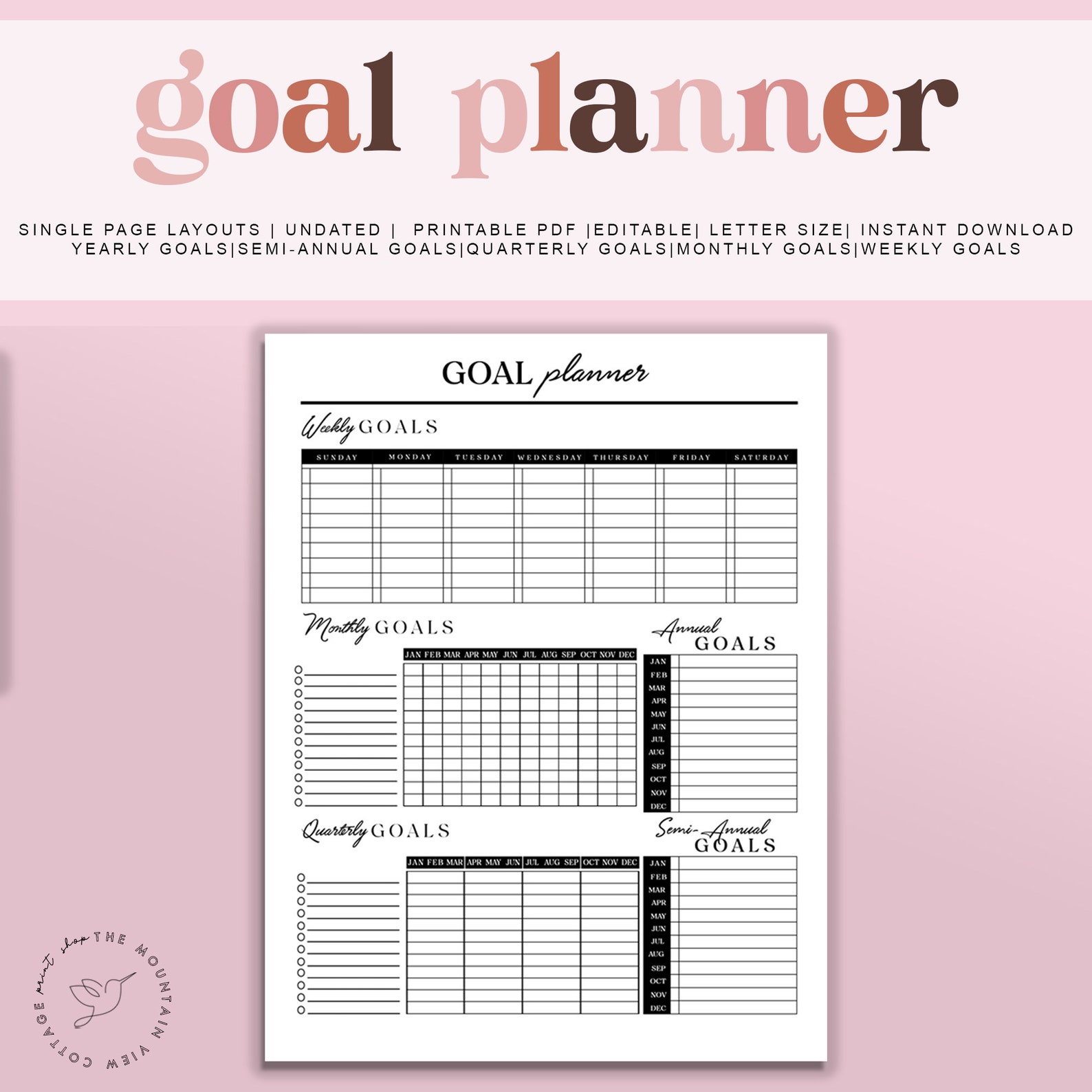 Goal Planner BUNDLE 2023 Goals Tracker SMART Goal Setting - Etsy