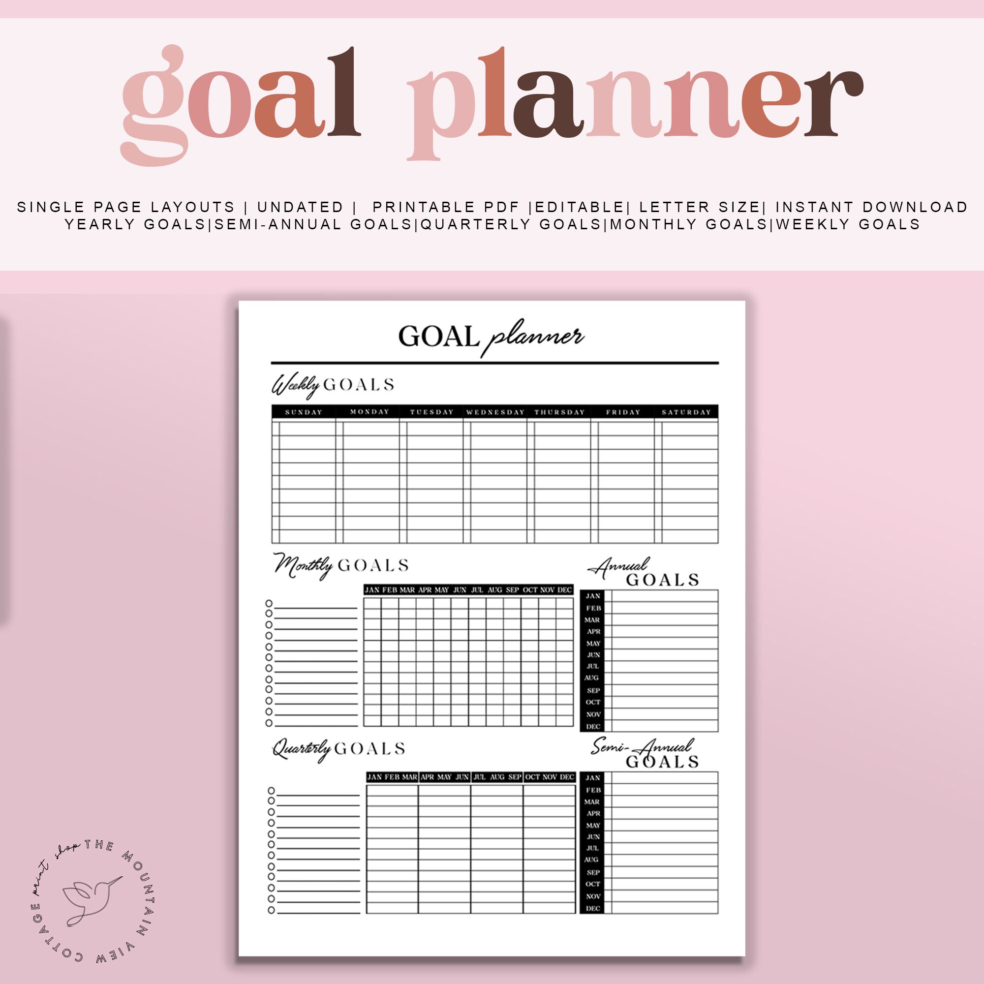 Goal Planner BUNDLE 2023 Goals Tracker SMART Goal Setting - Etsy