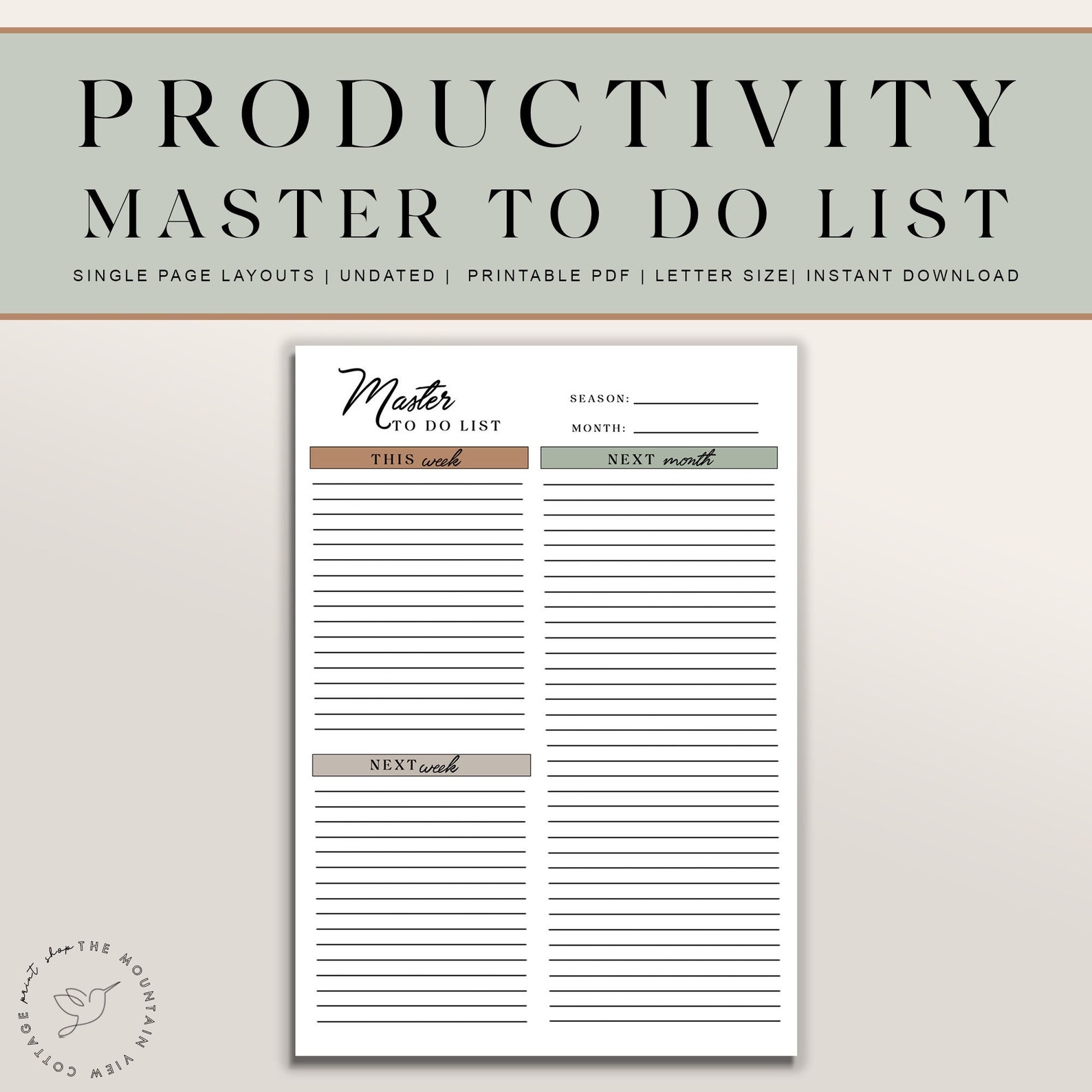 Productivity Master to Do List Planner Printable Ultimate - Etsy