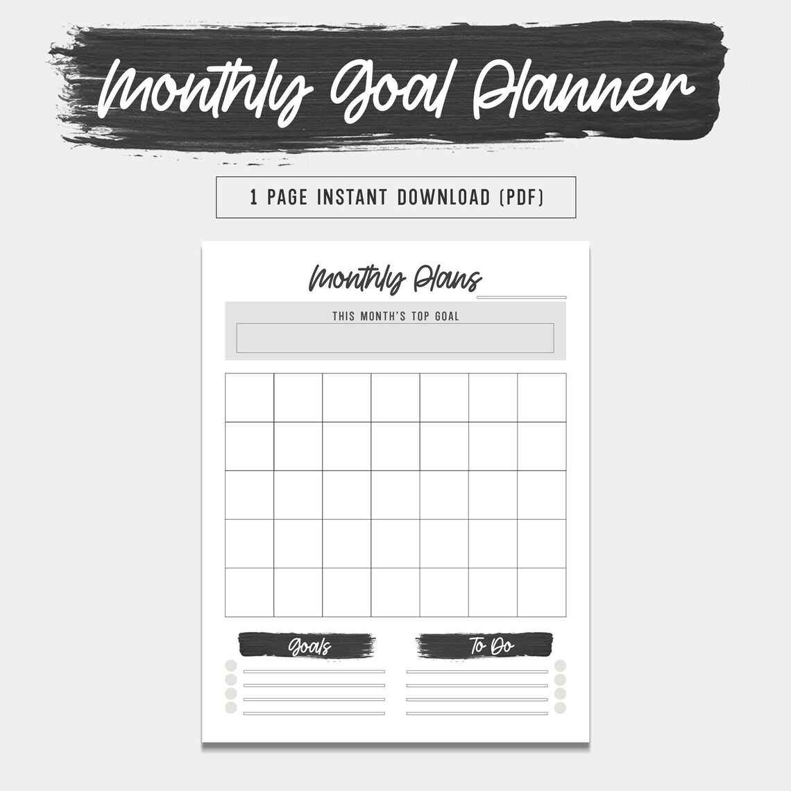 Monthly Goal Planner Page-instant Download Goal Planner Page-top ...