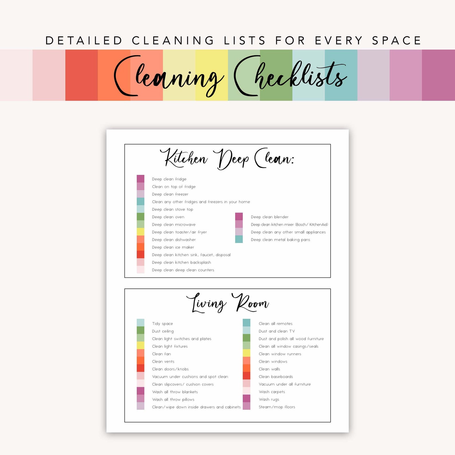 Ultimate Cleaning Checklist Cards- Cleaning Checklist Printable, Home ...