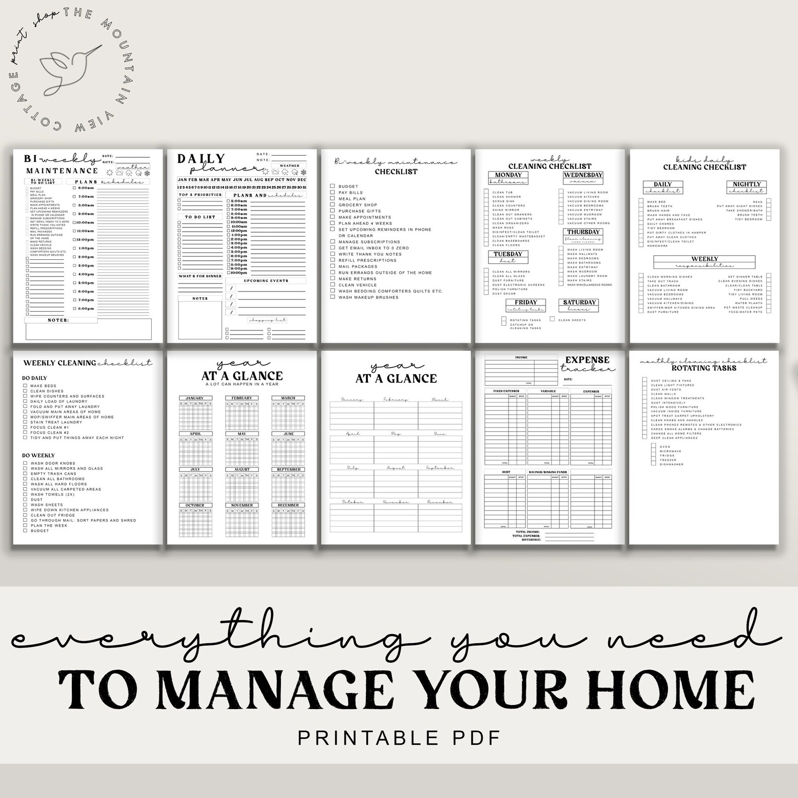 Complete Printable Housekeeping Set Home Management - Etsy