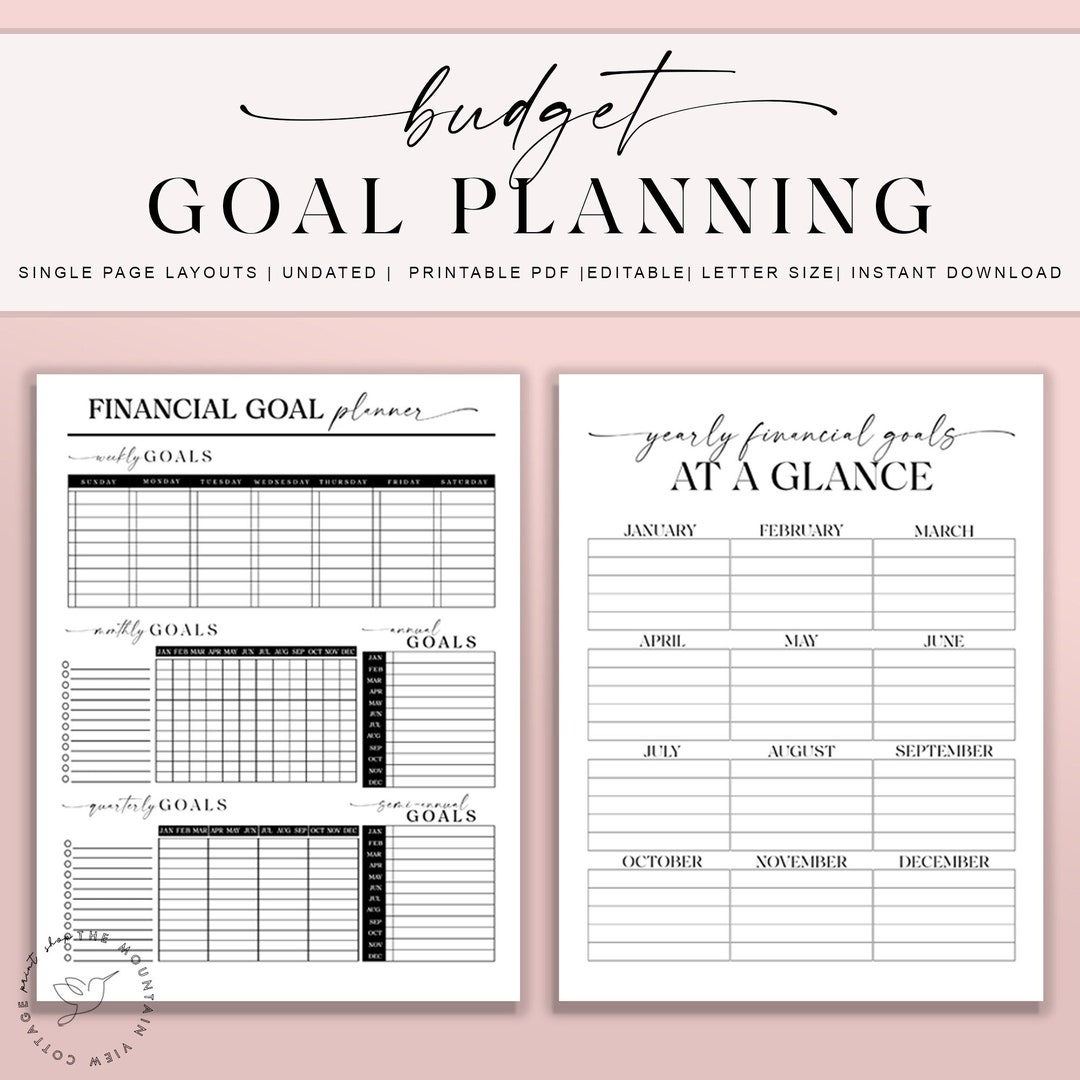 Printable Budget Goal Planning - Budget Planner Kit - Weekly Budget ...