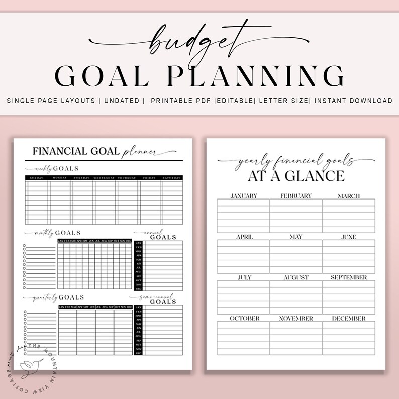 Printable Budget Goal Planning Budget Planner Kit Weekly - Etsy