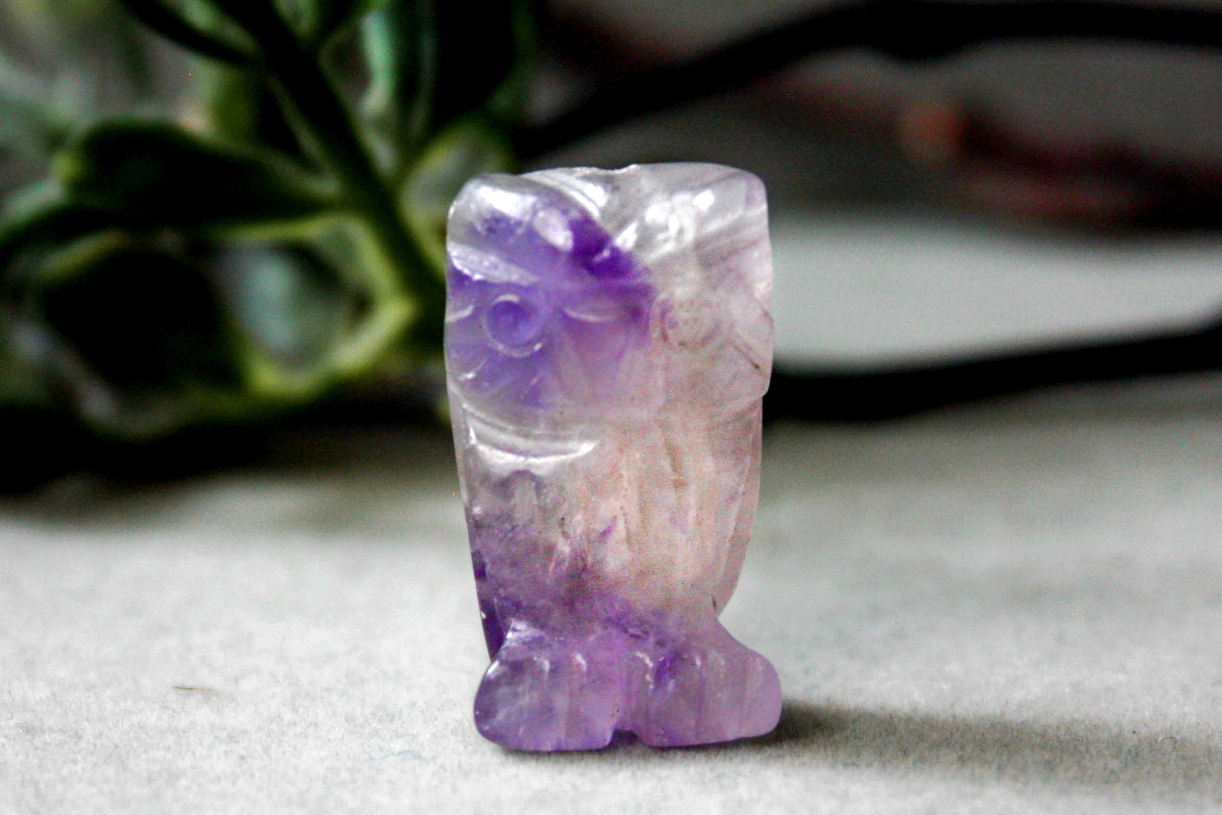 Miniature Hand Carved Amethyst Owl Gem Animal Spirit Totem - Etsy