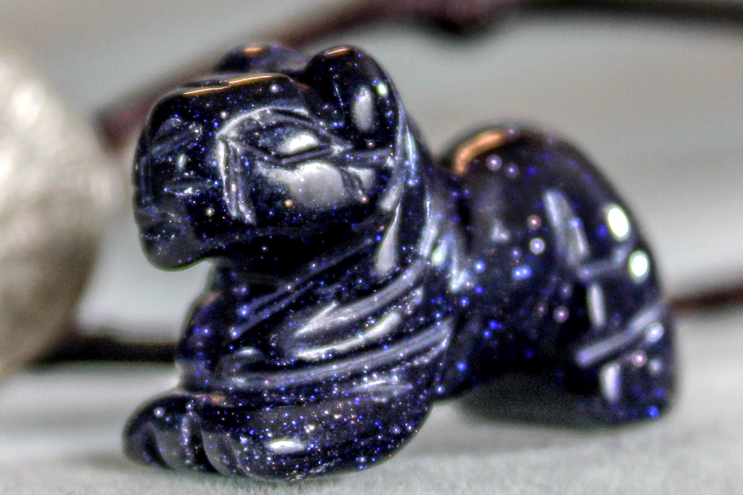 Blue Goldstone Lion Totem Spirit Animal Sparkly Gem Figurine - Etsy