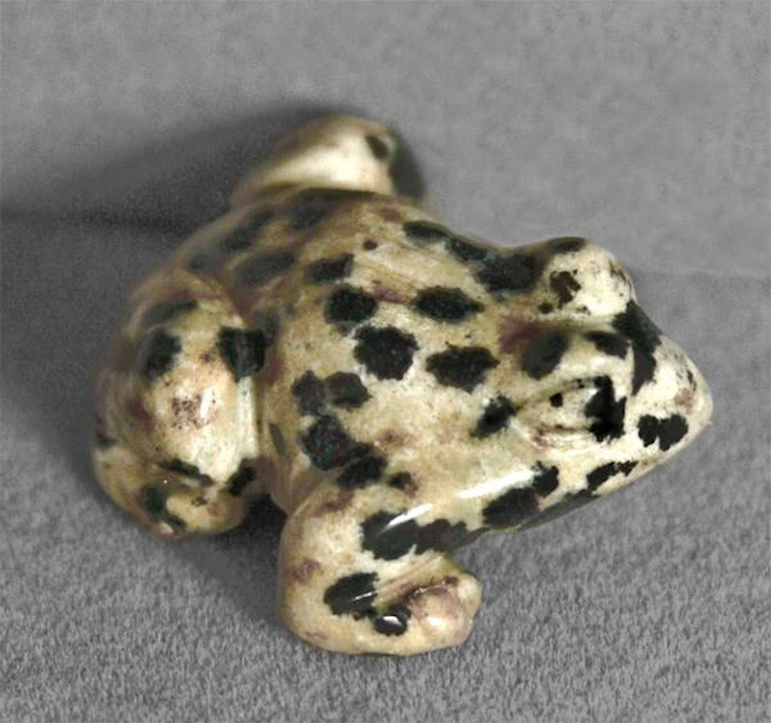 Dalmatian Jasper Frog Stone Figurine Collectible Miniature Sculptured ...
