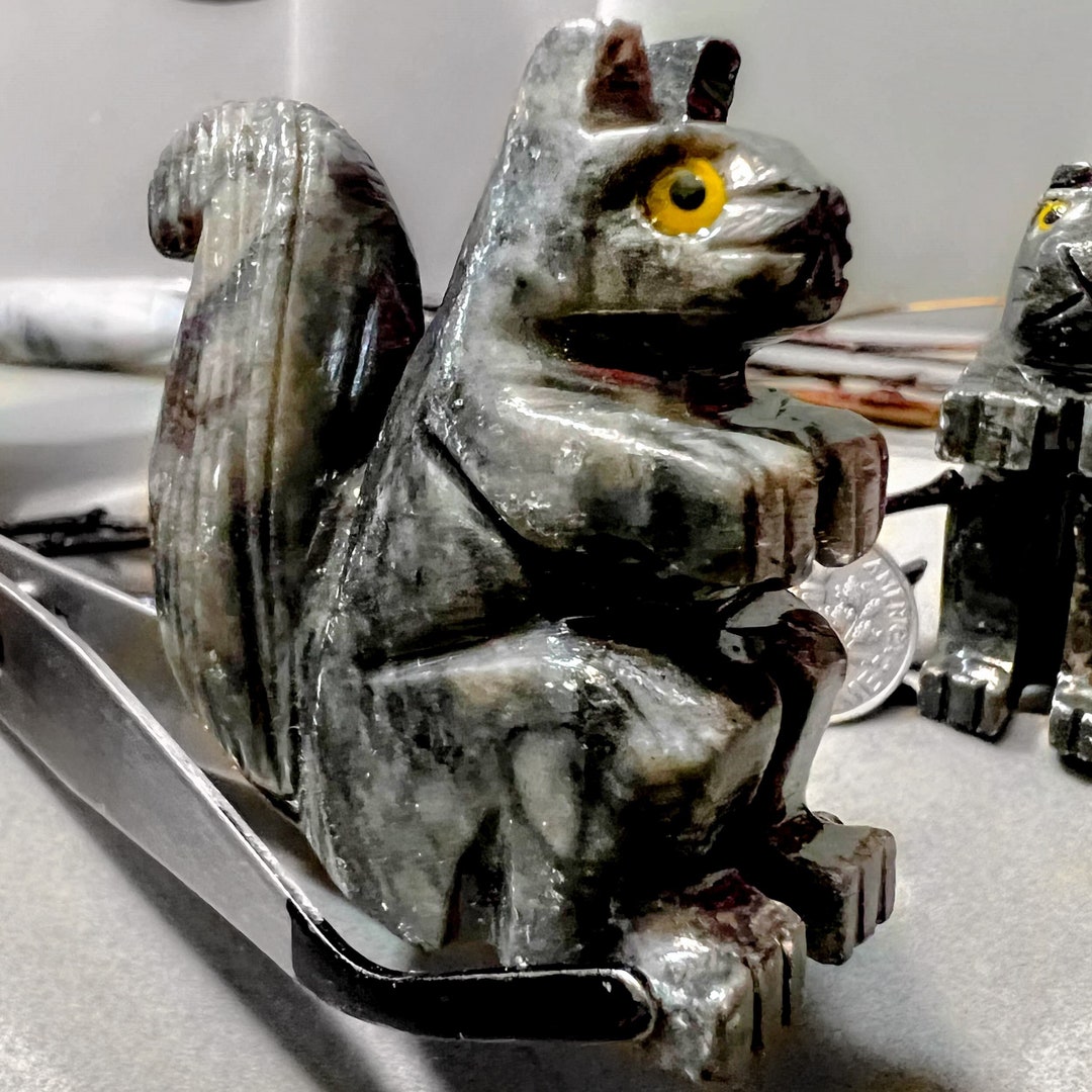 Hand Carved Squirrel Spirit Animal Totem Soapstone Fetish Rock Figurine ...