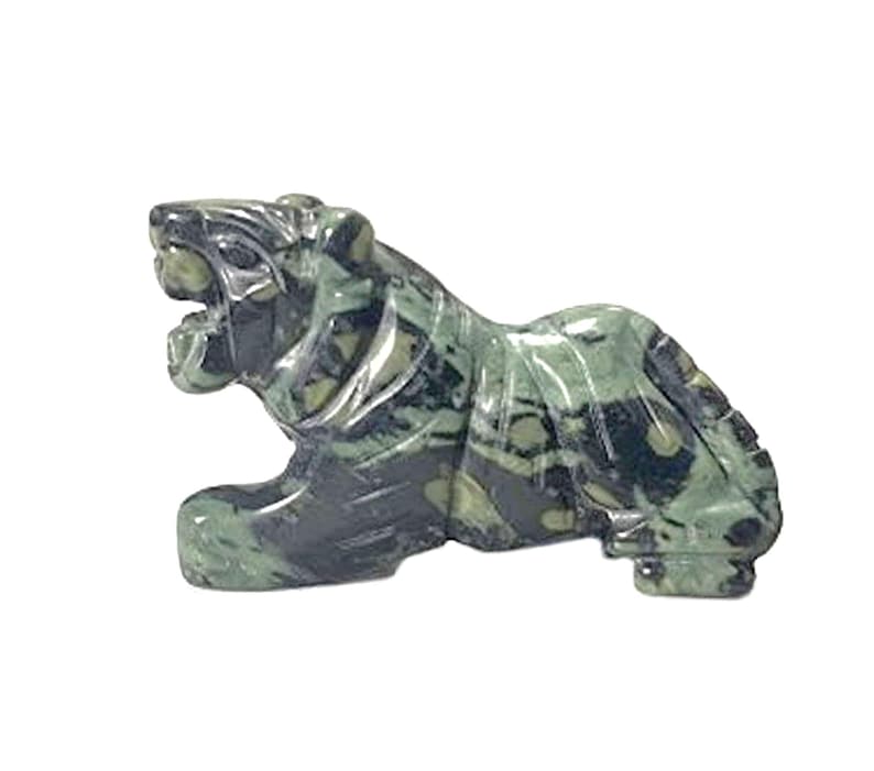 Kambaba Jasper Tiger Carving — Stone Figurine Totem for Patience ...