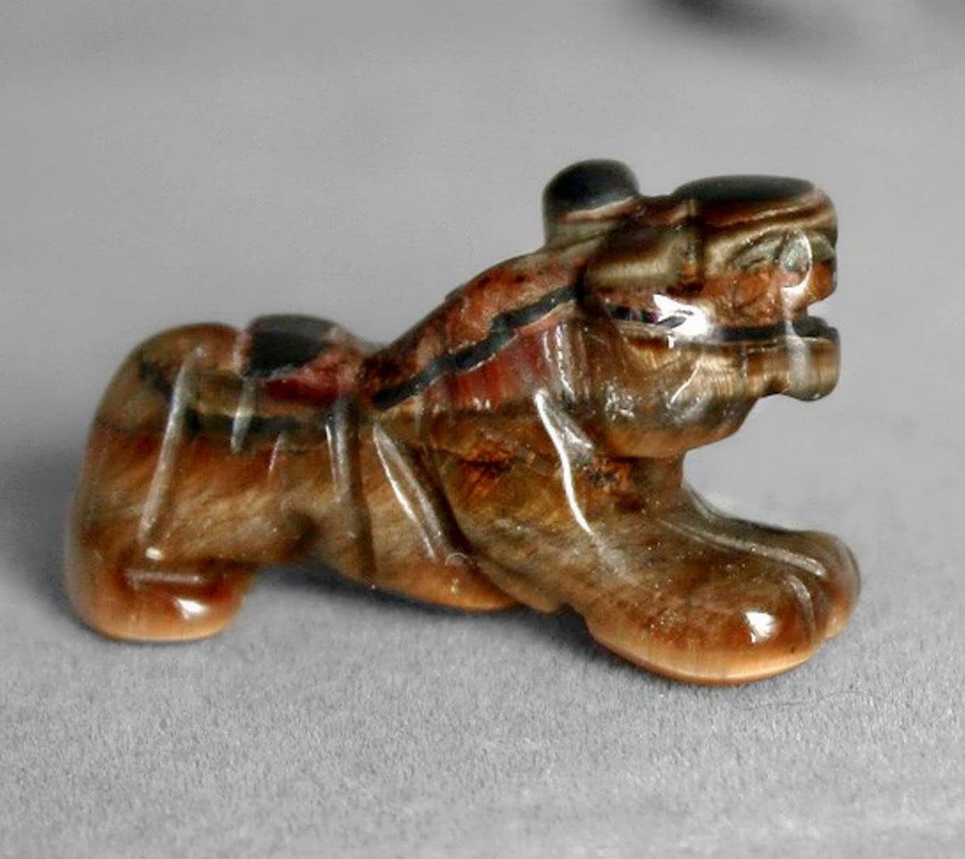 Tiger Spirit Animal Totem Tiger's Eye Stone Figurine Fetish Bead 7116 ...