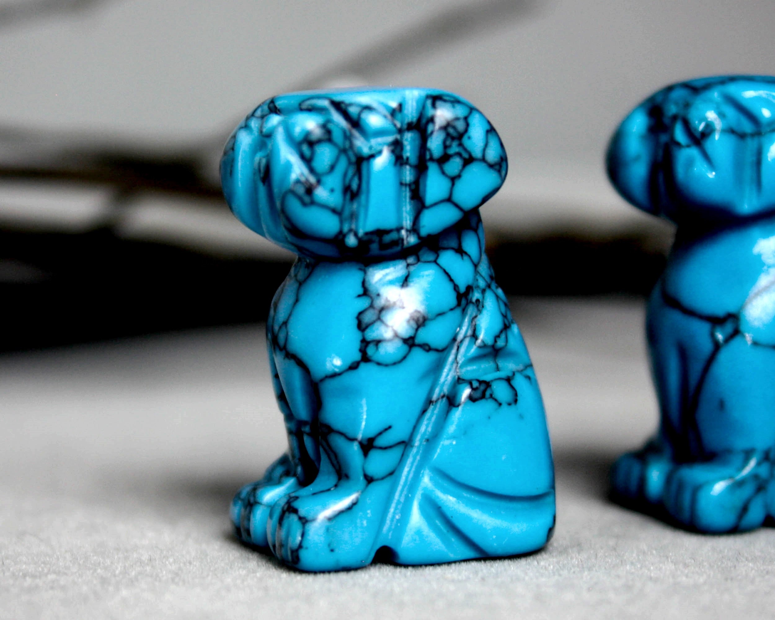 Turquoise Dog Spirit Animal Totem Fetish Canine Stone Figurine | Etsy